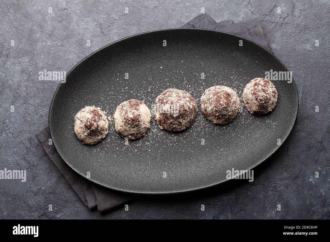 Homemade healthy vegetarian chocolate sweets. Top view flat lay Stock ...