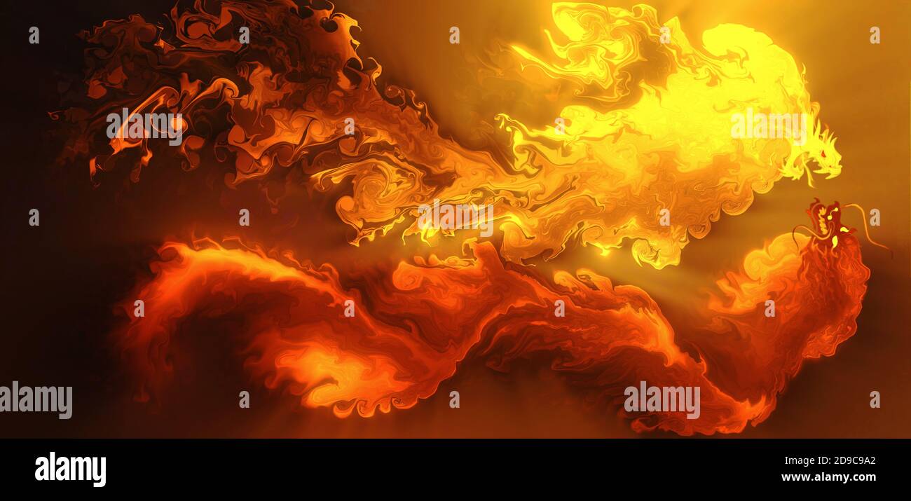 Fighting fire dragons. Computer generated artificial texture Stock ...