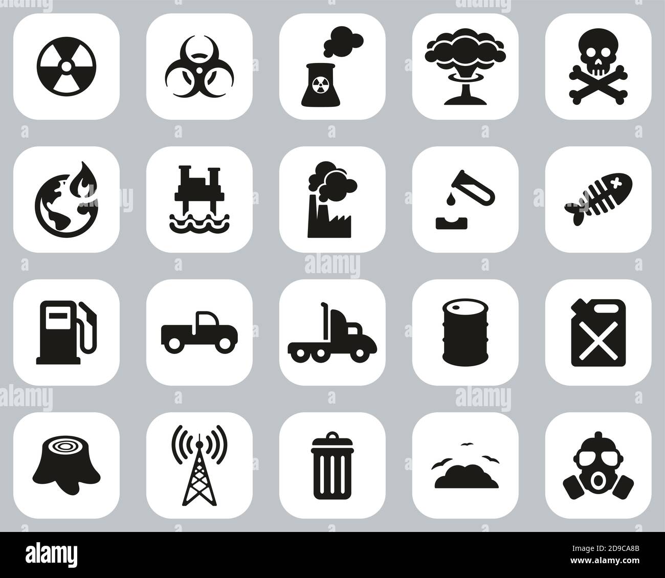 Pollution Or Contamination Icons Black & White Flat Design Set Big Stock Vector Image & Art - Alamy
