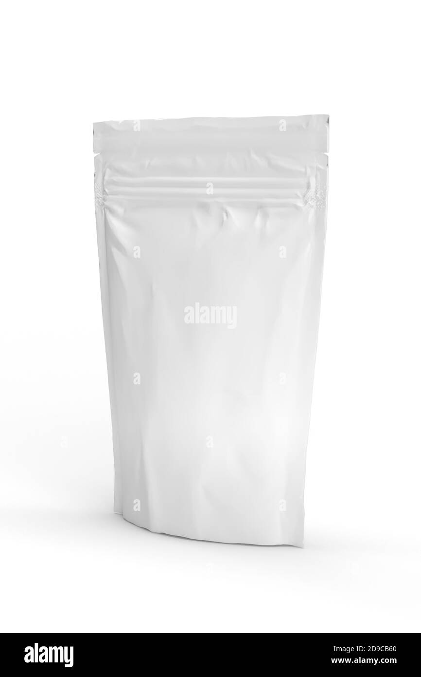 Food pouch mockup isolated on white background - 3d render Stock Photo ...