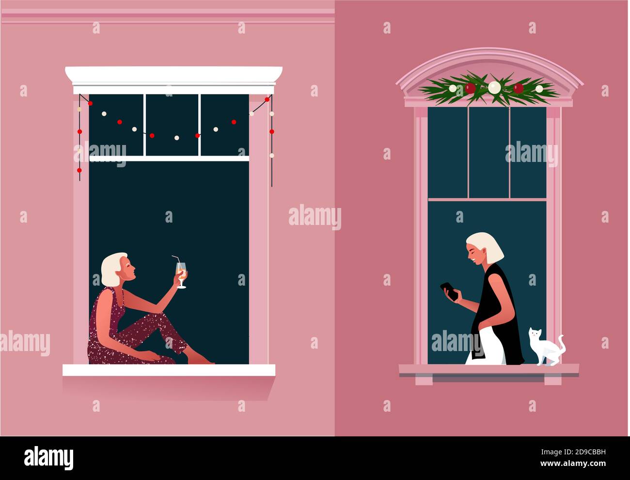 Window frames with neighbors doing daily things Stock Vector Image ...