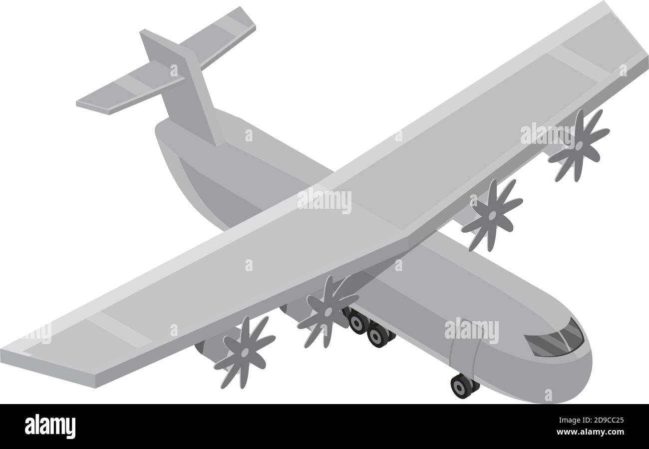 military transport plane large propeller isometric icon vector ...