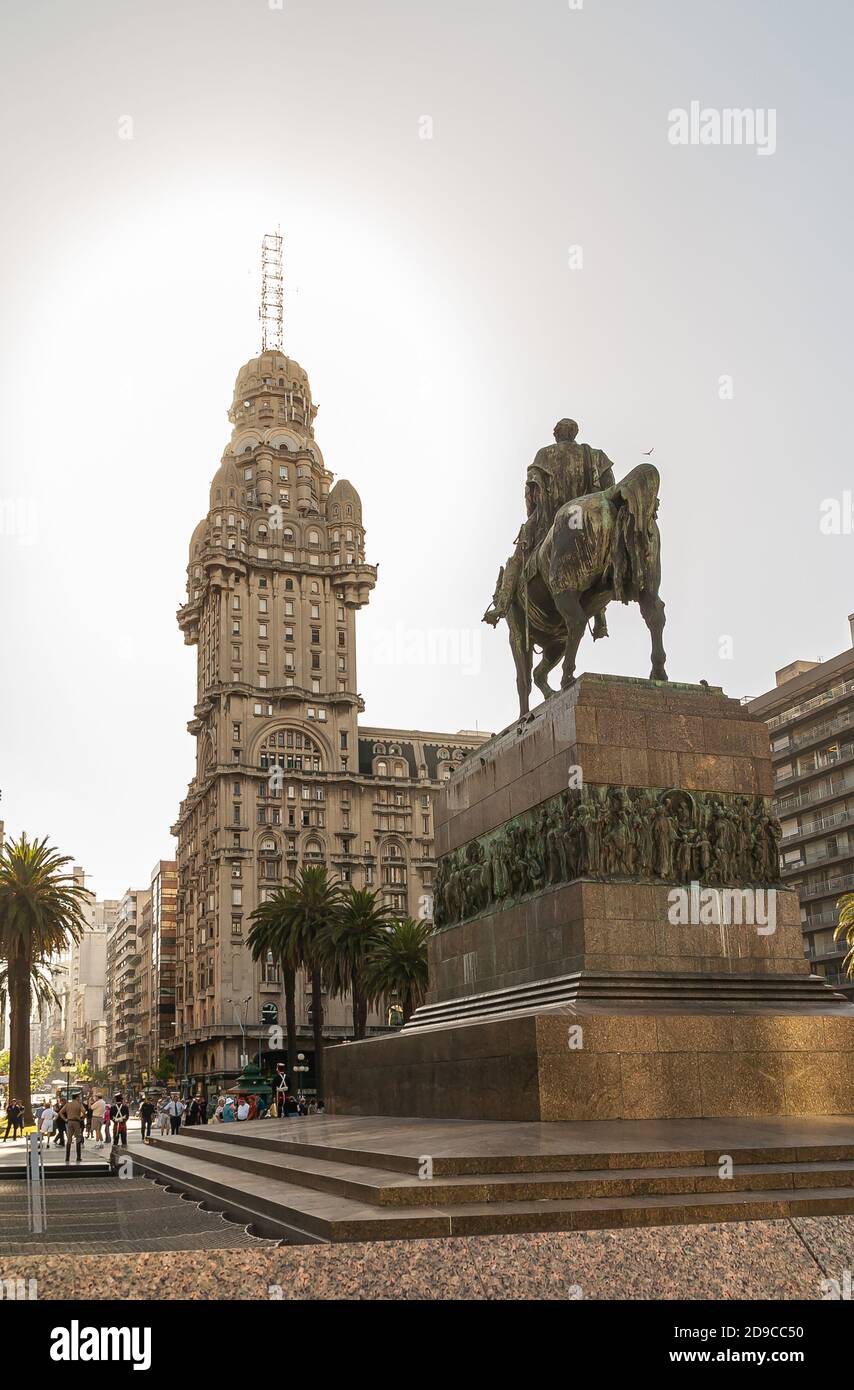 Montevideo, Uruguay- December 18, 2008: Statue of Jose Gervasio Artigas ...
