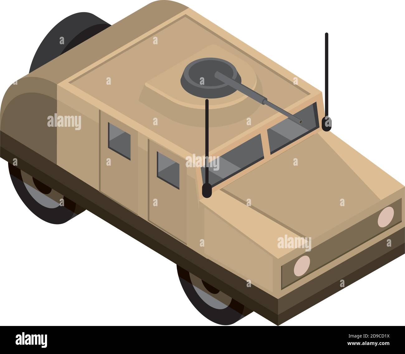military humvee with machine gun transport isometric icon vector ...