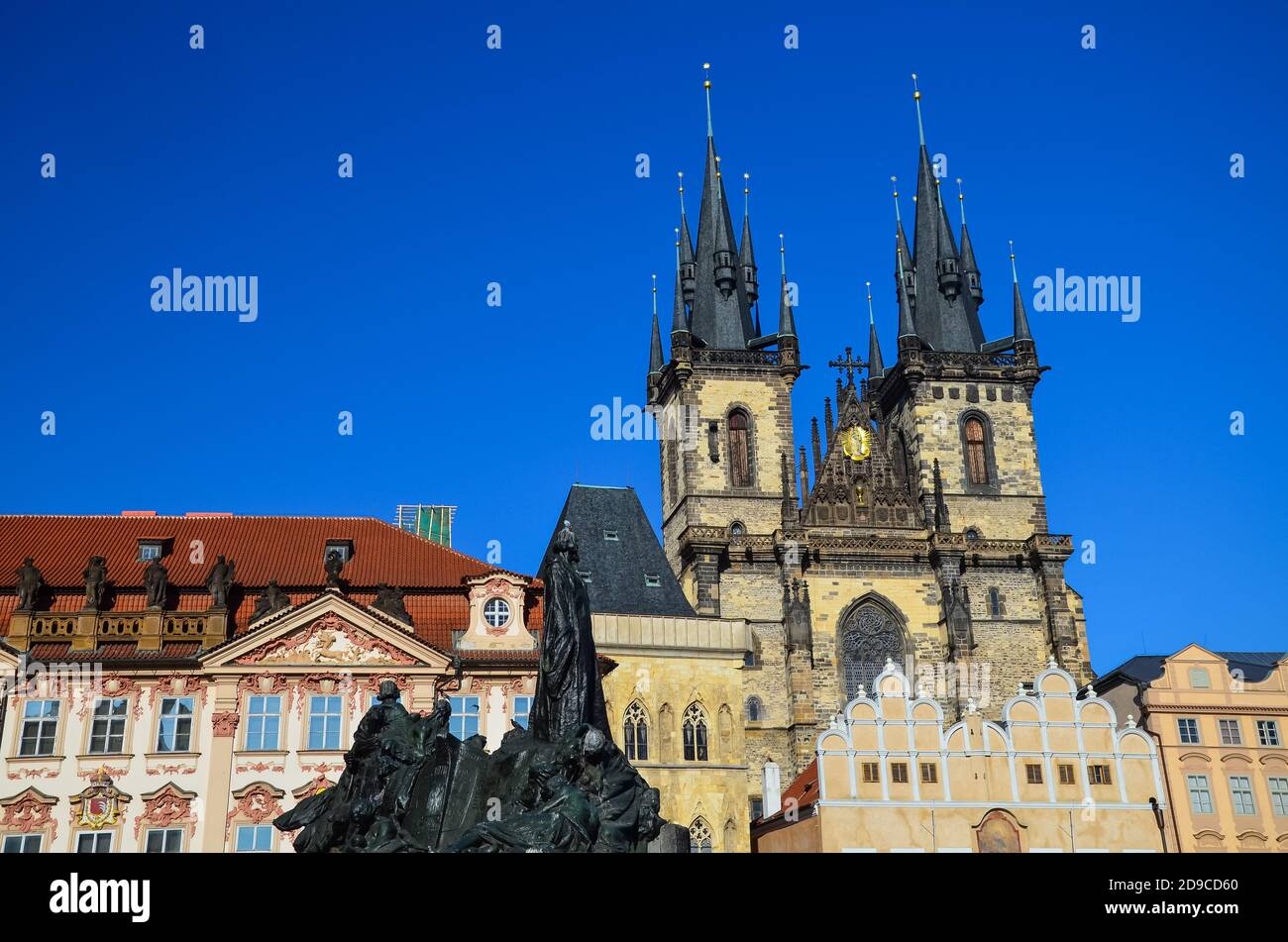 Low angle shot of Church of Our Lady before Tyn in Prague, Czechia ...