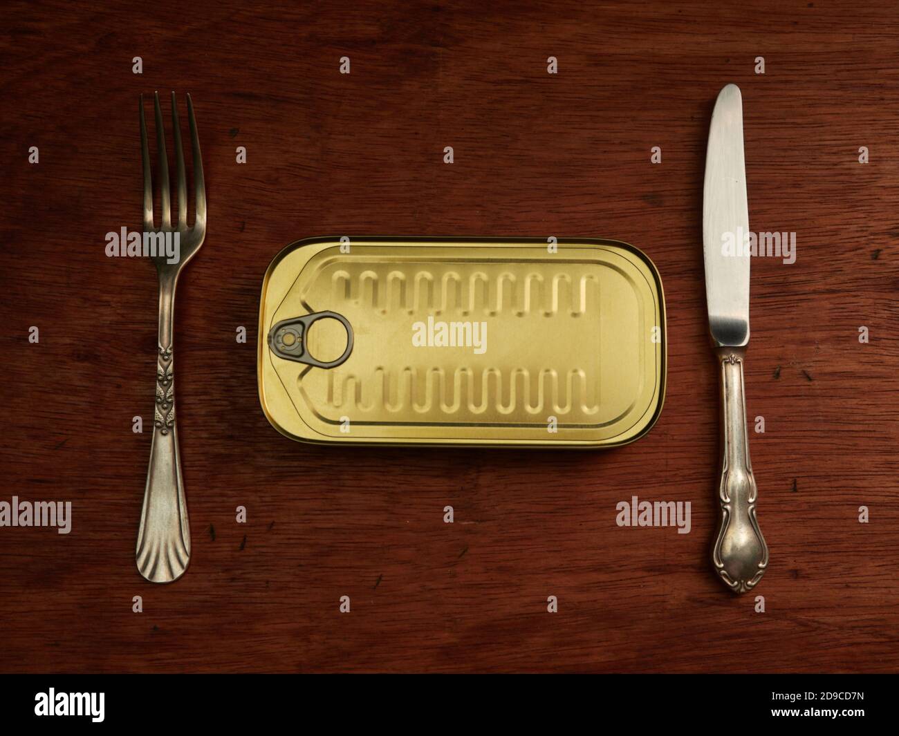 Different types of cans with prepared foods for consumption, vegetables ...