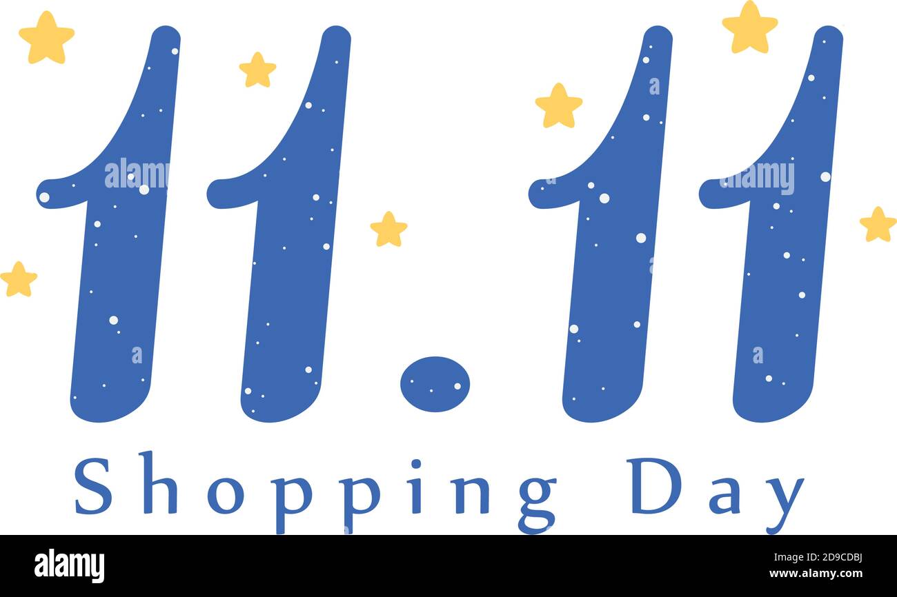 11 11 shopping day, blue dotted numbers and stars card vector ...
