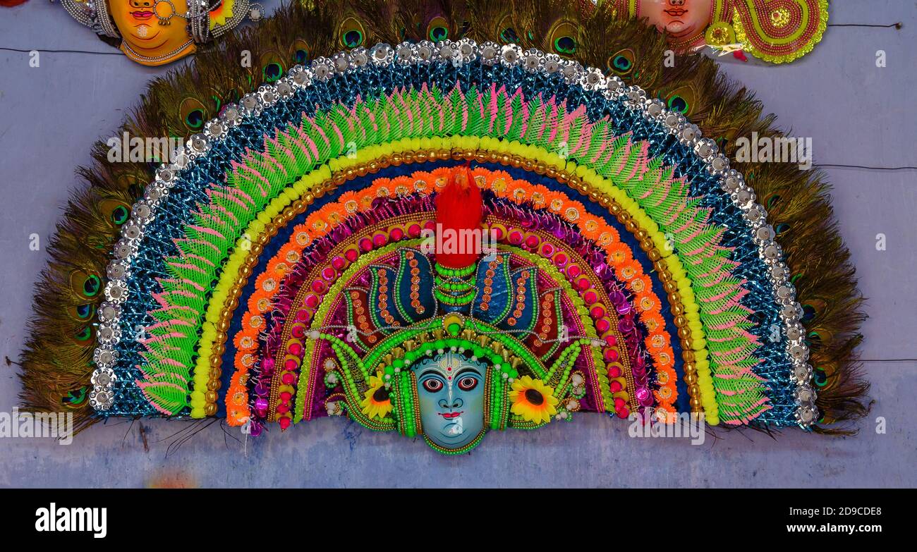 Mask of Lord Krishna used in Chhau Dance at Purulia, West Bengal Stock ...
