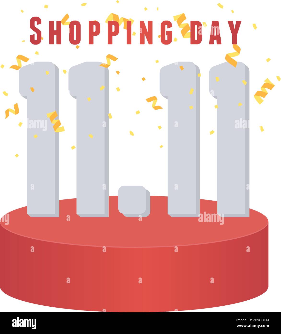 11 11 shopping day, lettering on pedestal, commercial announce vector ...