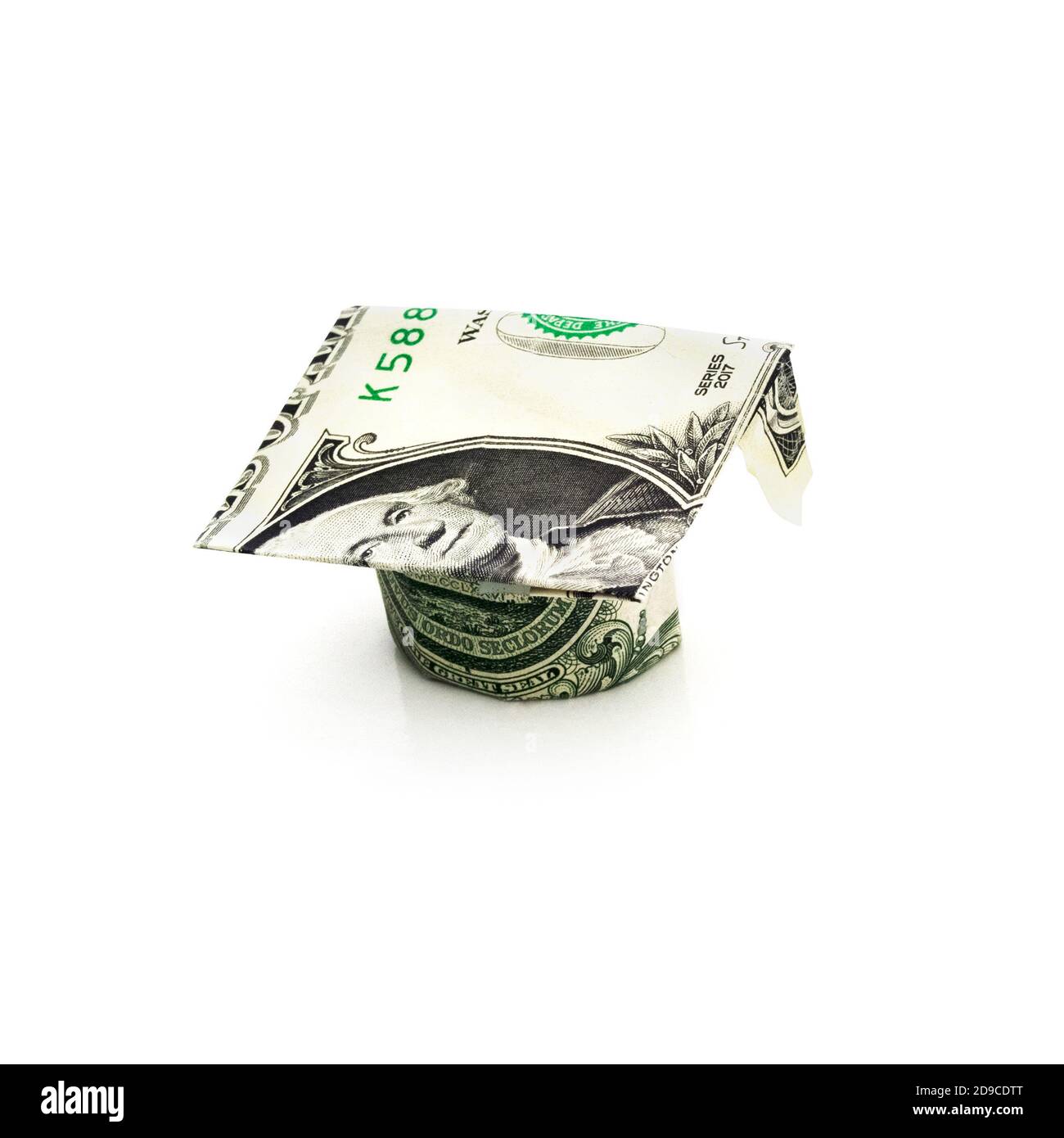 Money Graduation Cap — Isolated student loan concept on a white ...