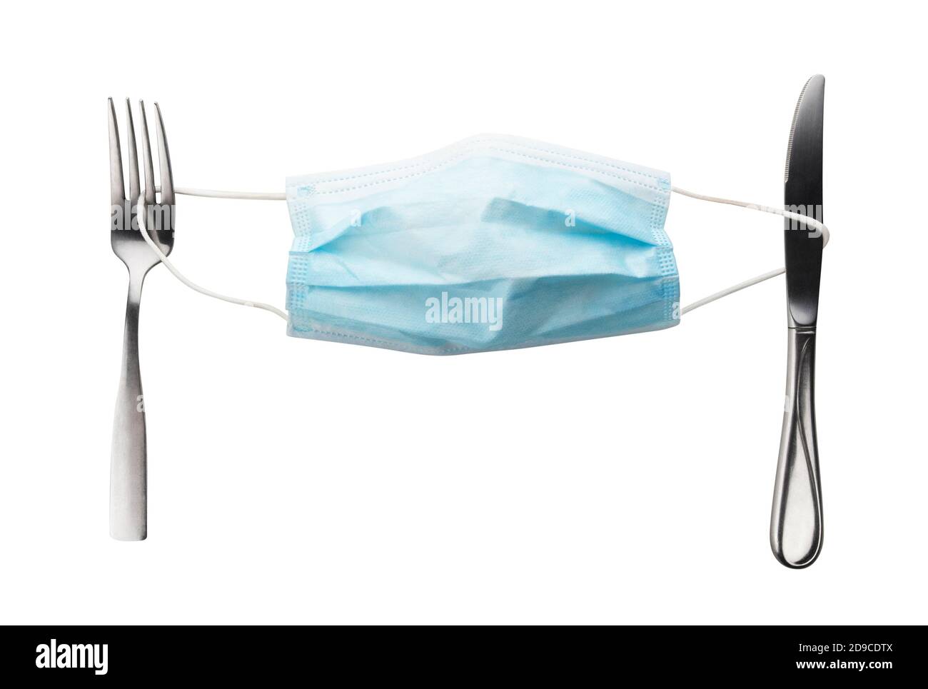 Protective Face Mask With Spoon And Fork Stock Photo - Alamy