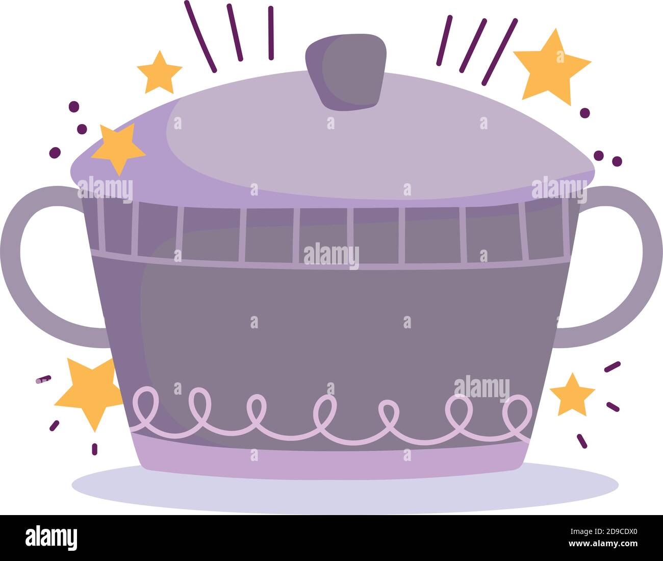 cooking, pot utensil kitchen, cartoon style vector illustration Stock ...