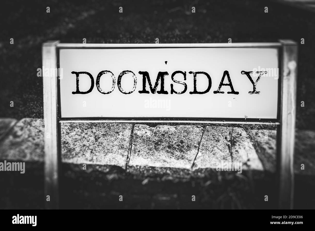 Doomsday on a road sign Stock Photo - Alamy