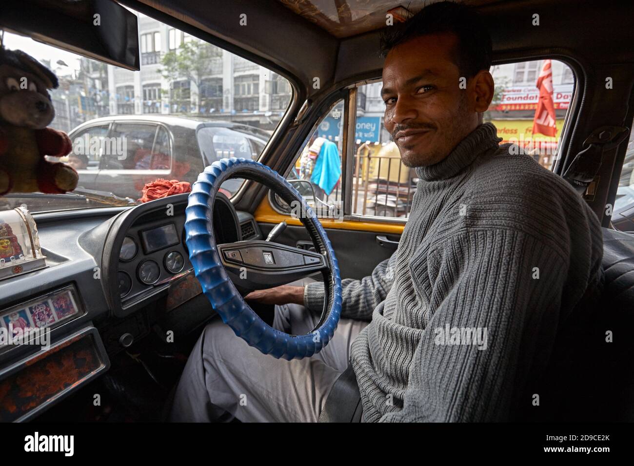 Kolkata, India, January 2008. Taxi driver inside your vehicle Stock ...