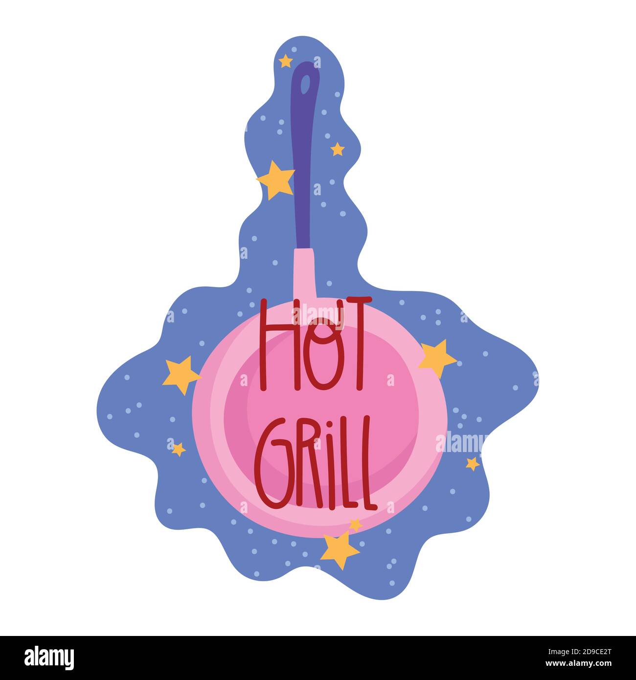 cooking lettering, saucepan with hot grill text cartoon vector ...