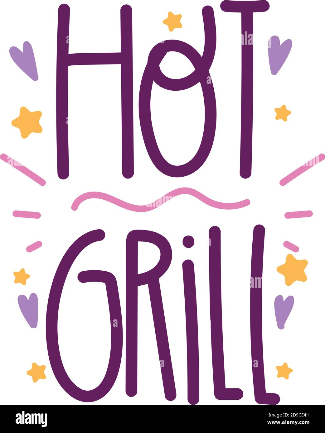 cooking lettering, handwritten text hot grill vector illustration Stock ...
