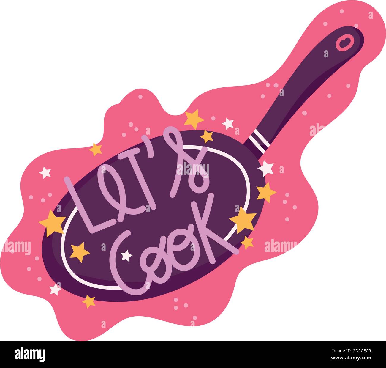 cooking lettering, hand drawn text and saucepan vector illustration ...