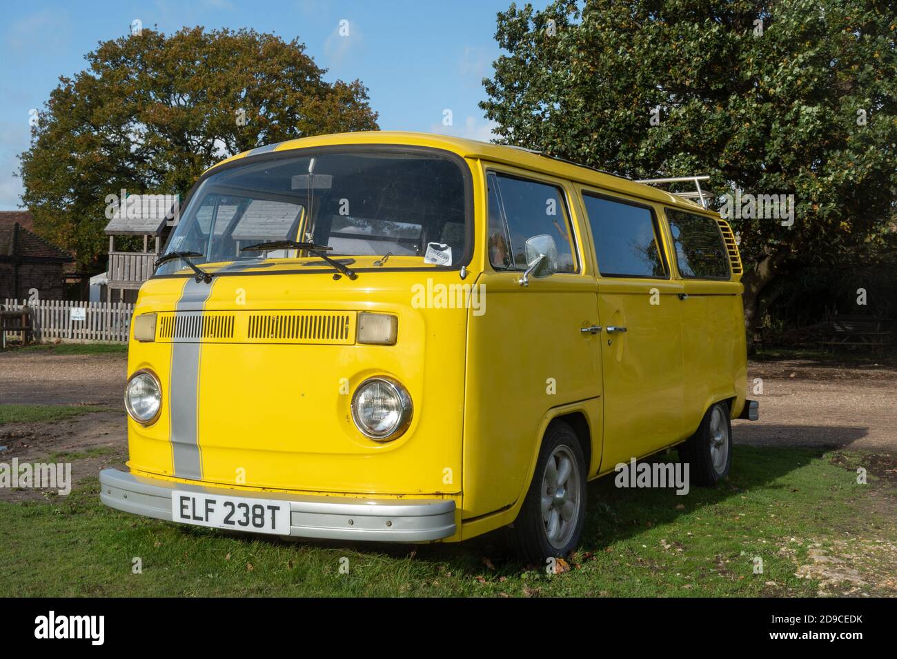 Bright yellow VW (Volkswagen) van, UK Stock Photo - Alamy