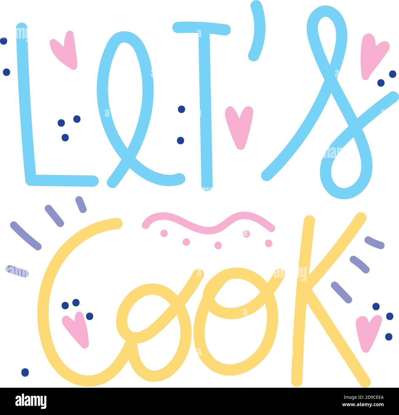 cooking lettering, hand drawn text lets cook vector illustration Stock ...