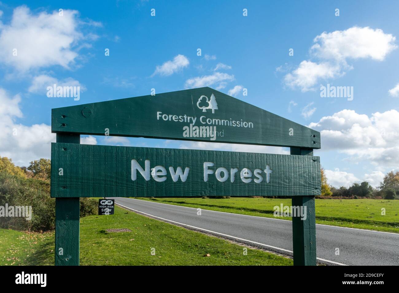 New Forest Forestry Commission sign by the road, Hampshire, England, UK ...