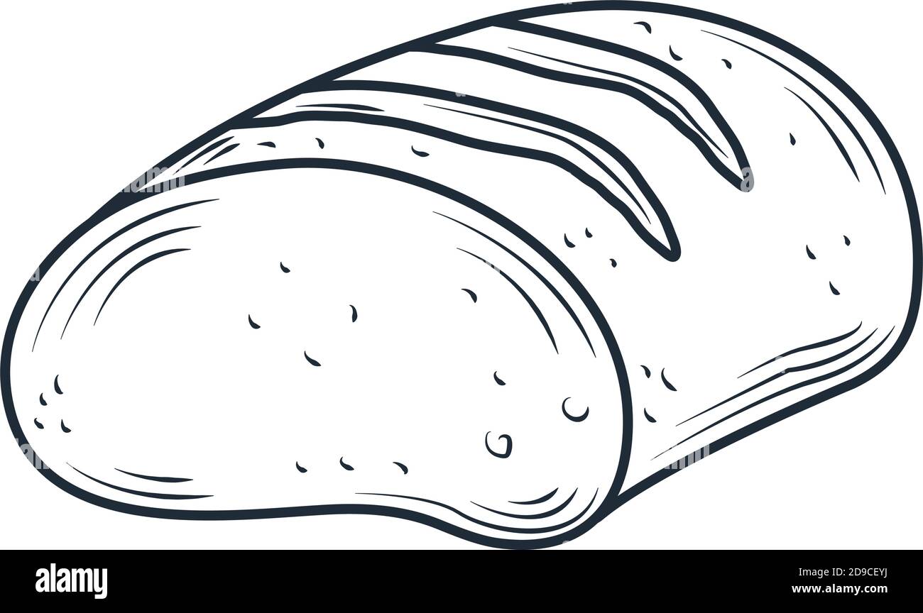 baked cutting bread icon sketch isolated on white vector illustration ...