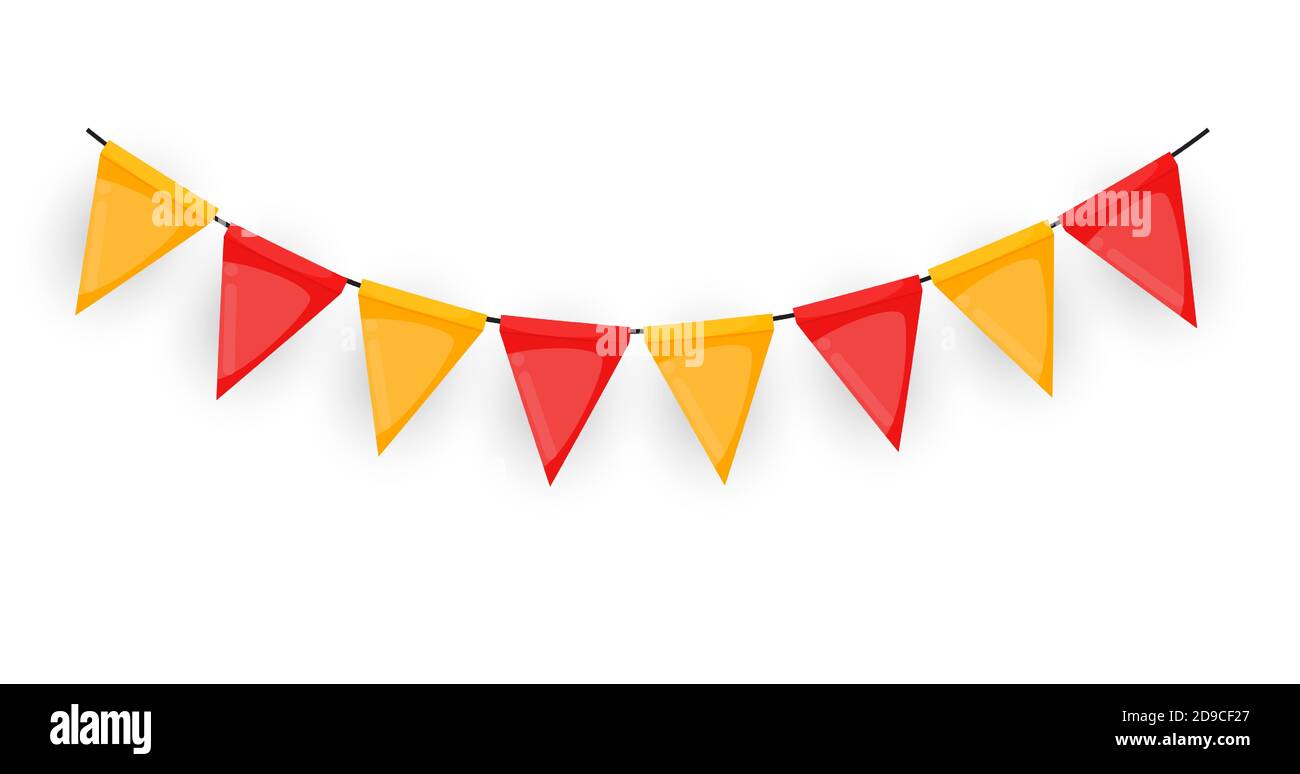 Banner with garland of flags and ribbons. Holiday Party background for ...