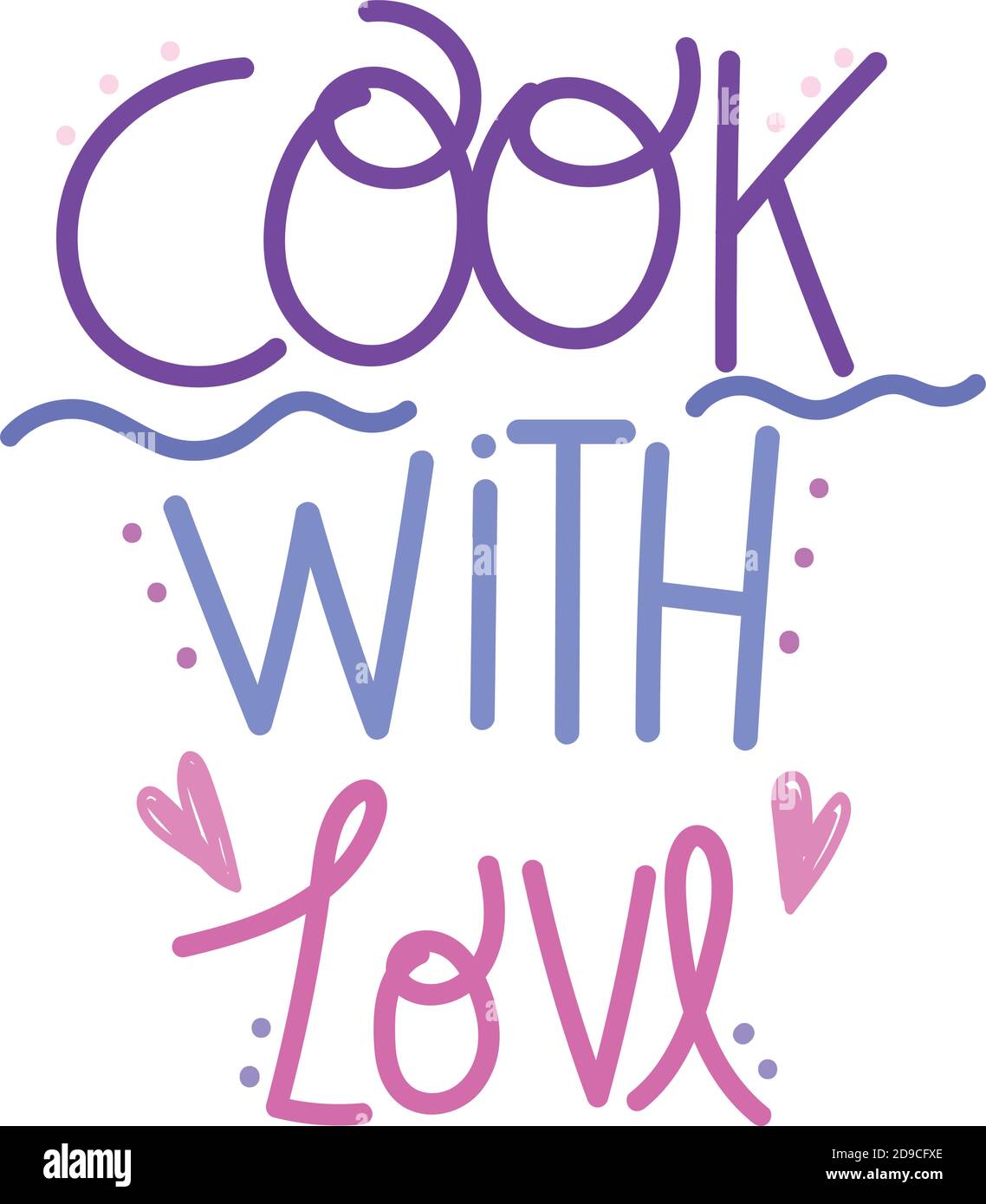 cooking lettering, handwritten calligraphy cook with love design vector ...