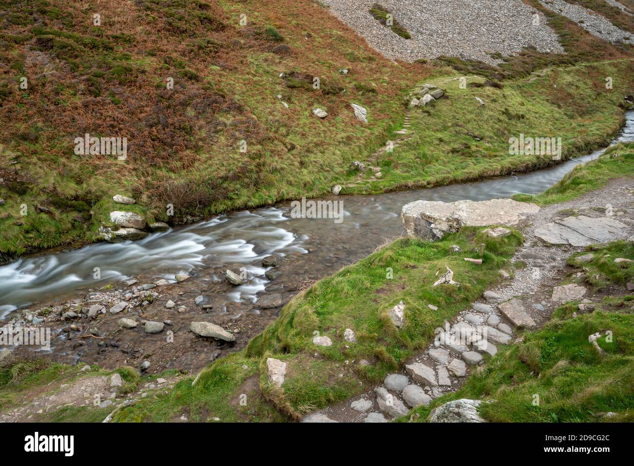 Long exposure of the river Heddon flowing through the Heddon valley at ...