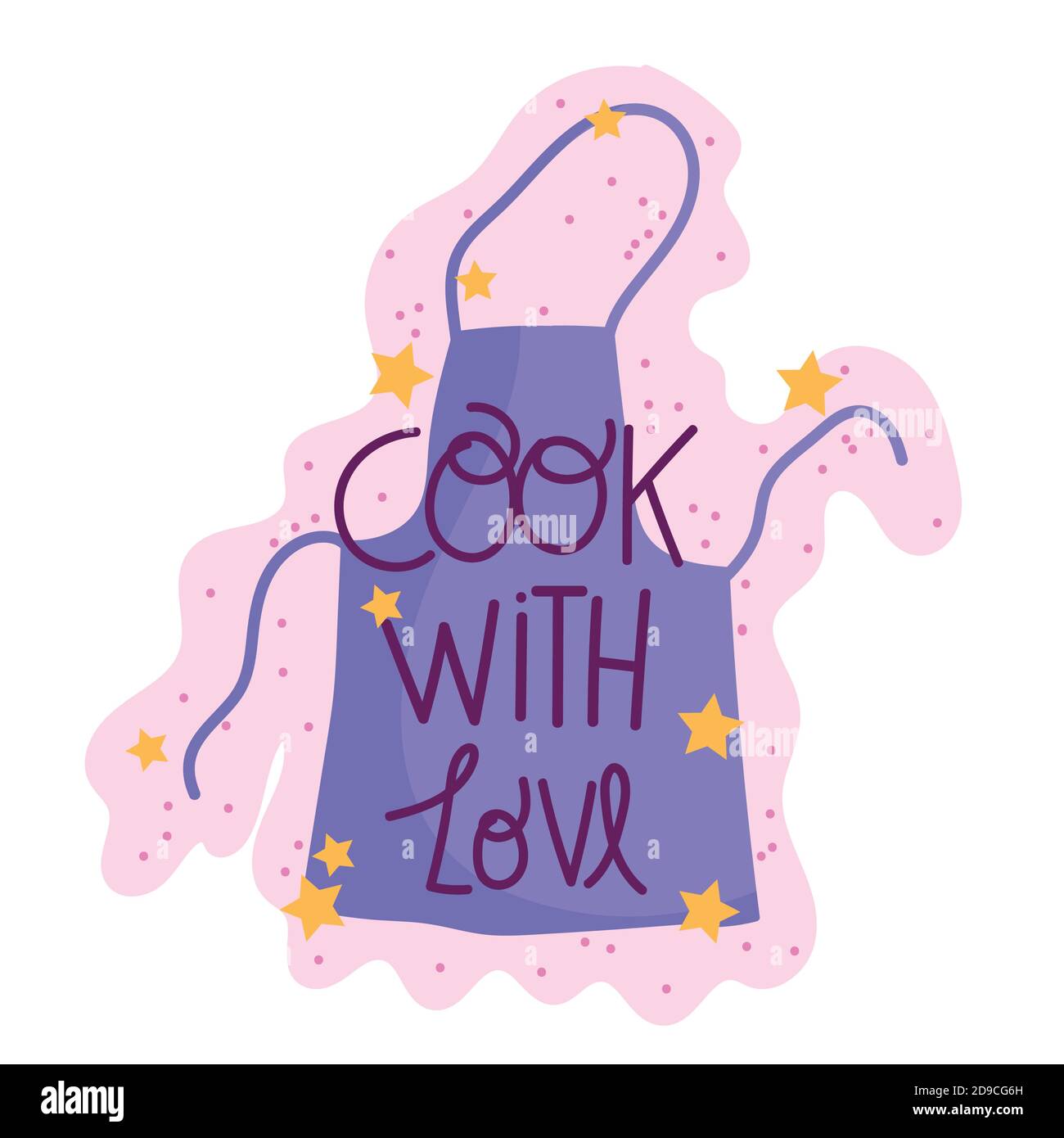 cooking lettering, apron with text handwritten vector illustration ...