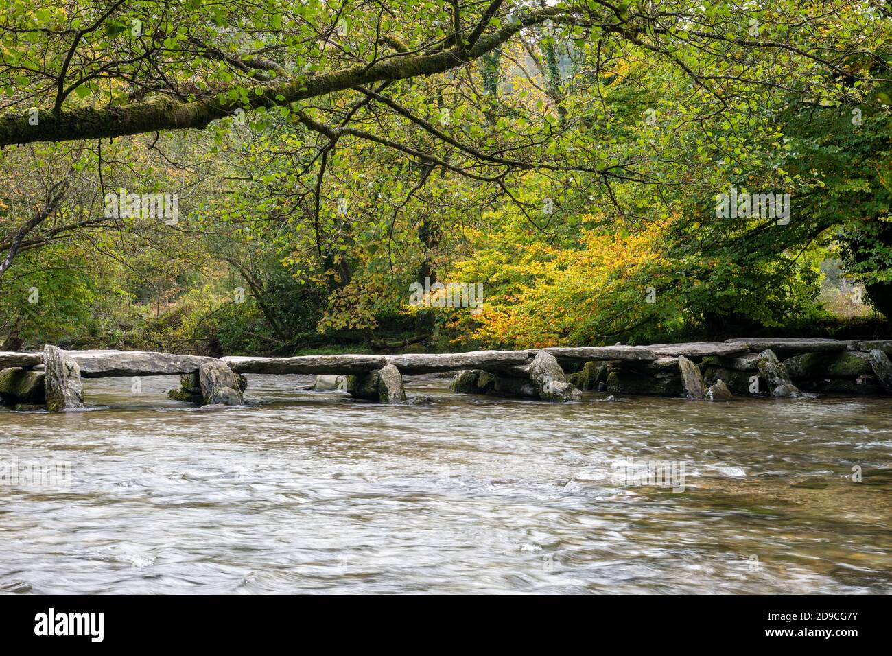 View of the clapper bridge at Tarr Steps in Exmoor National Park Stock ...