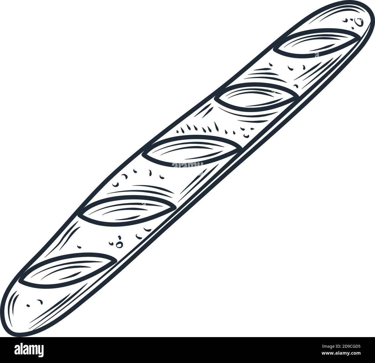 baked french bread icon sketch isolated on white vector illustration ...