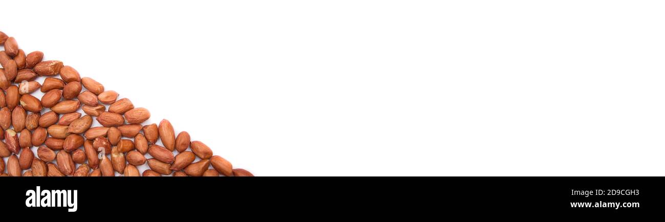 Peanuts banner. Uncleaned inshell nut peanuts isolated on white ...