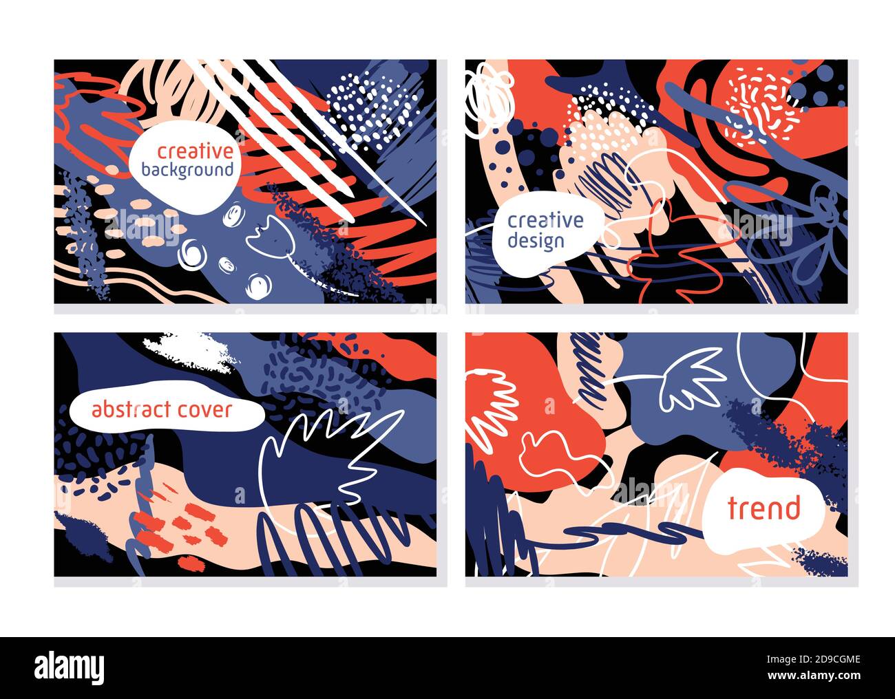 Trendy creative set banner of collage contemporain style with different ...