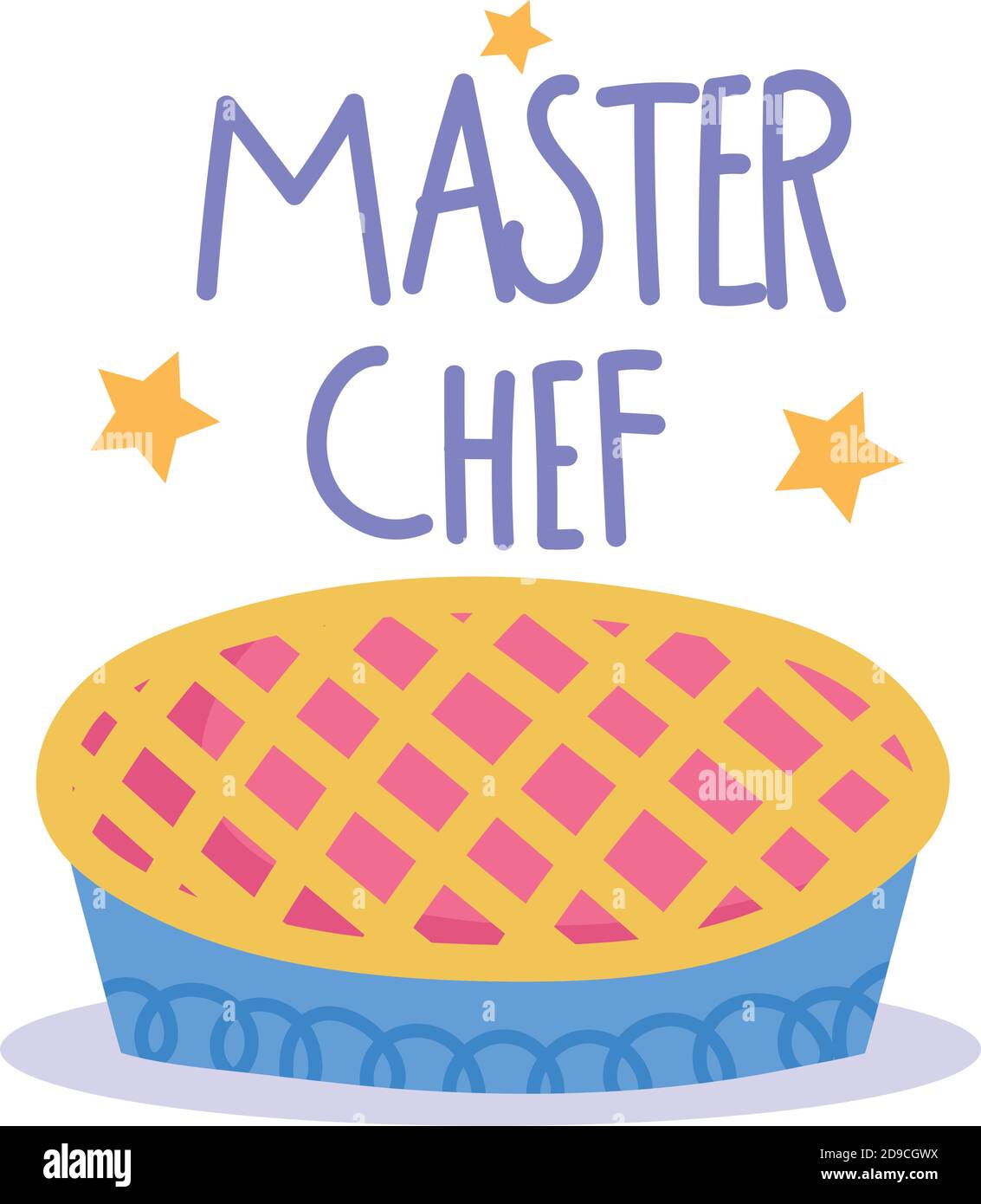 cooking, master chef text and sweet pie, cartoon style vector ...