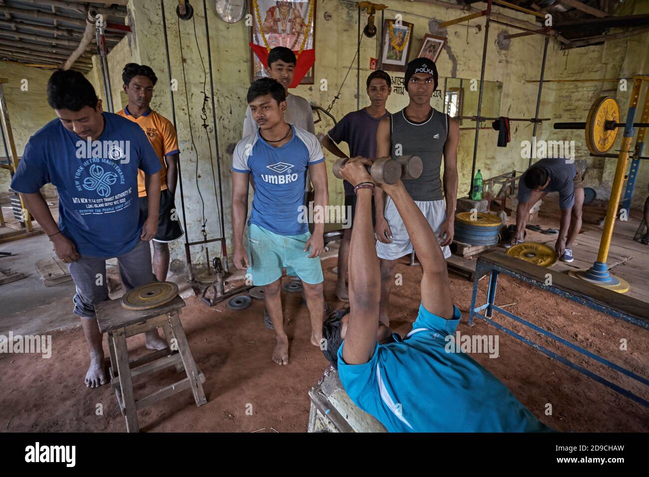 Kolkata, India, January 2008. People exercising in a gym in a slum in ...