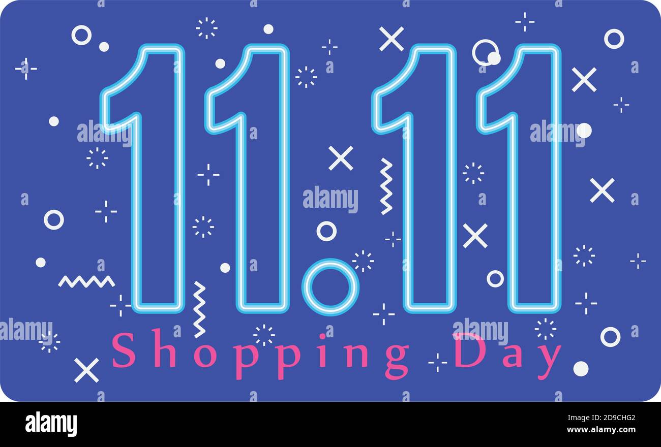 11 11 shopping day, promotion offer event, neon numbers and memphis ...