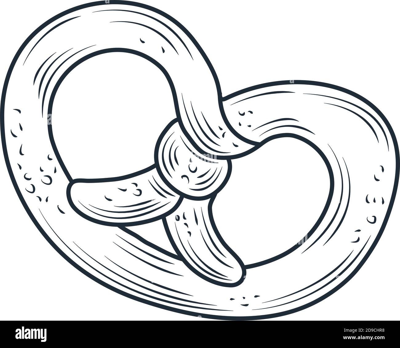 baked pretzel icon sketch isolated on white vector illustration Stock ...