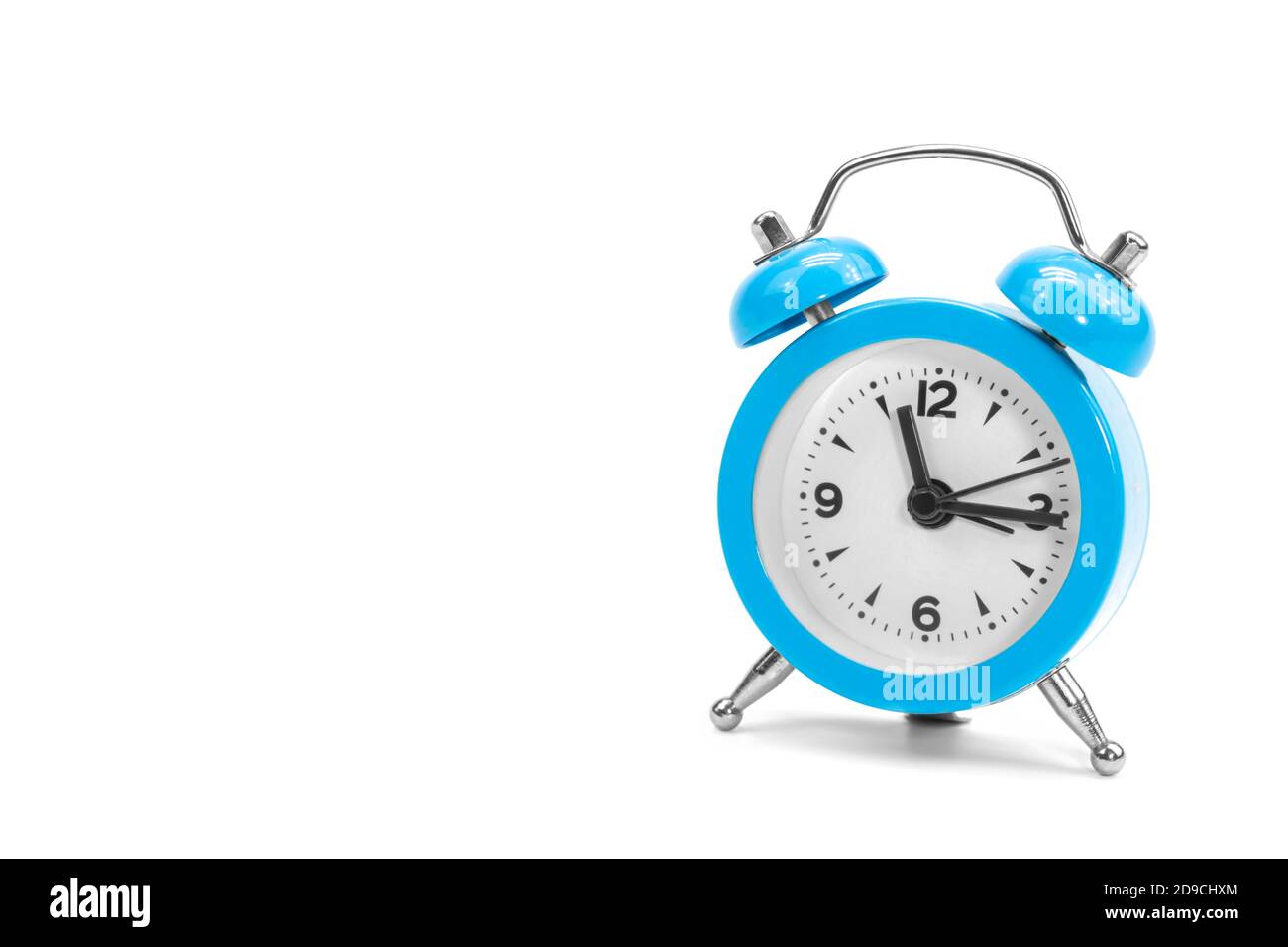 Classic retro blue alarm clock on isolated white background Stock Photo ...
