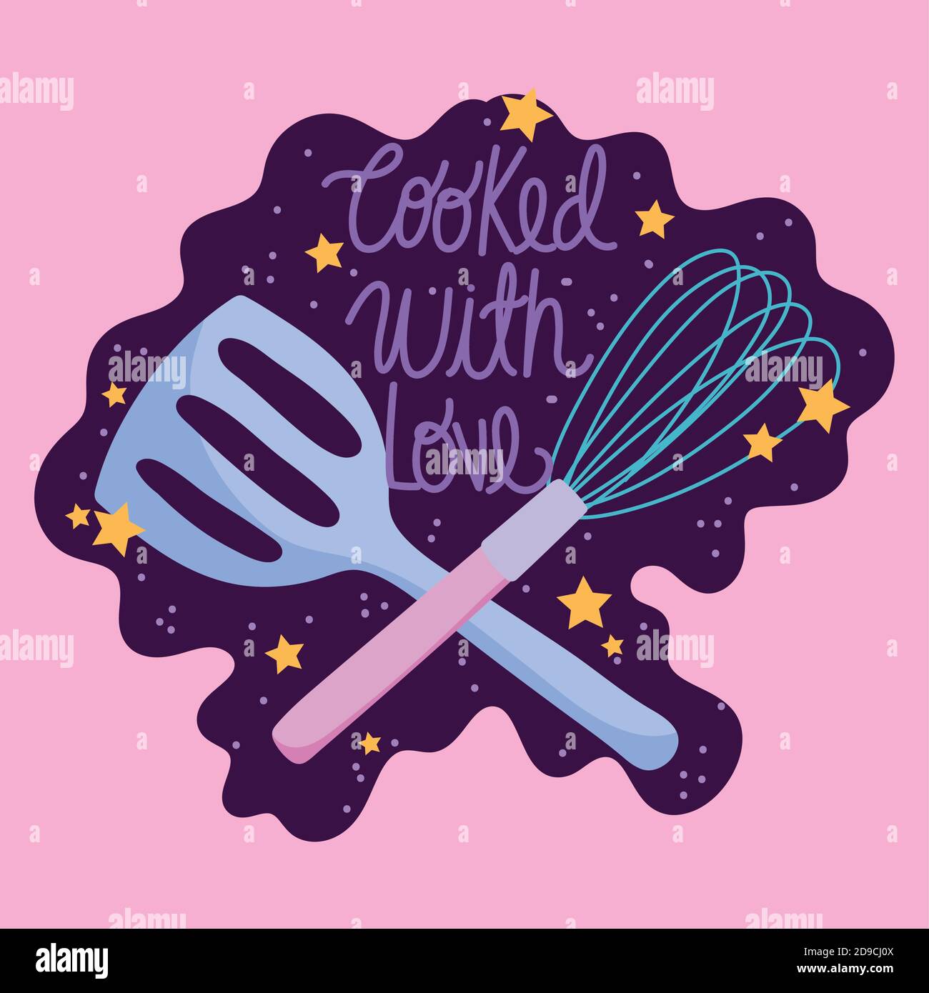 cooking lettering, hand drawn text and mixer and spatula vector ...