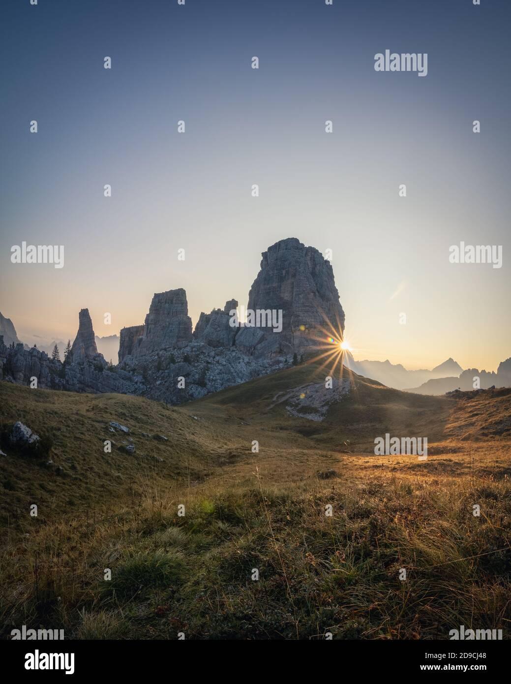 A picture of Cinque Torri at sunrise, famous rock pillars in Cortina D ...