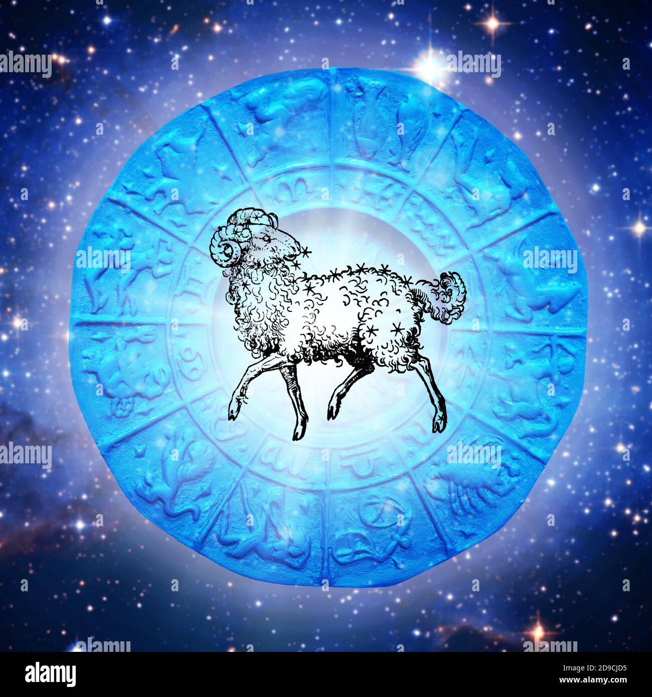 ancient symbol of astrology sign of Aries Stock Photo - Alamy