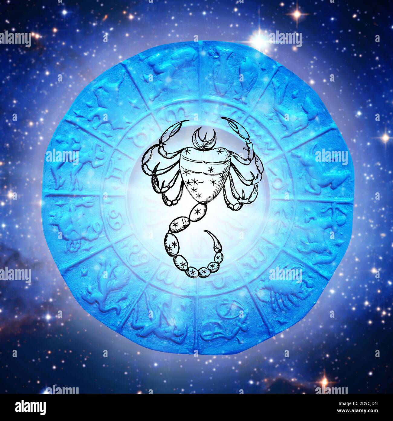 ancient symbol of astrology sign of Scorpio Stock Photo - Alamy
