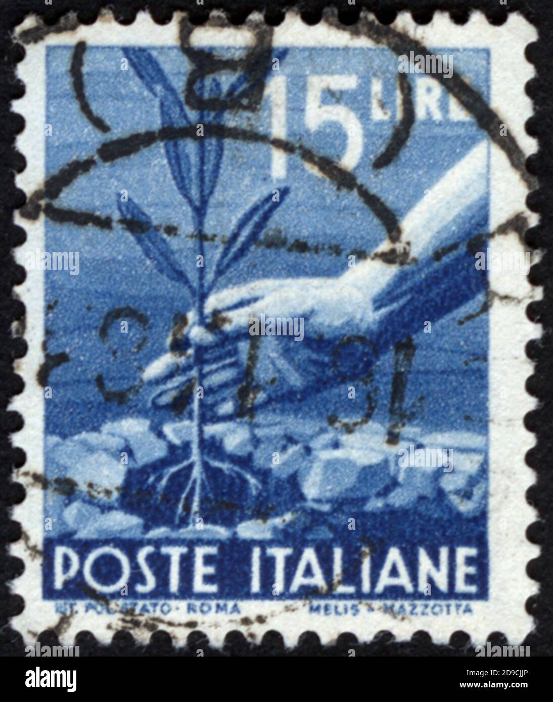 Postage stamps of the Italy. Stamp printed in the Italy. Stamp printed ...