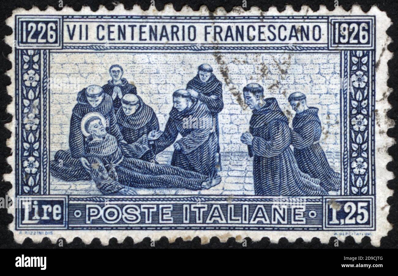 Postage stamps of the Italy. Stamp printed in the Italy. Stamp printed ...