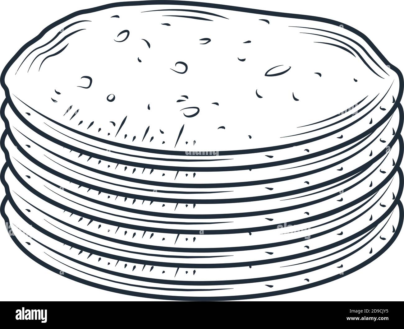 baked pita bread icon sketch isolated on white vector illustration ...