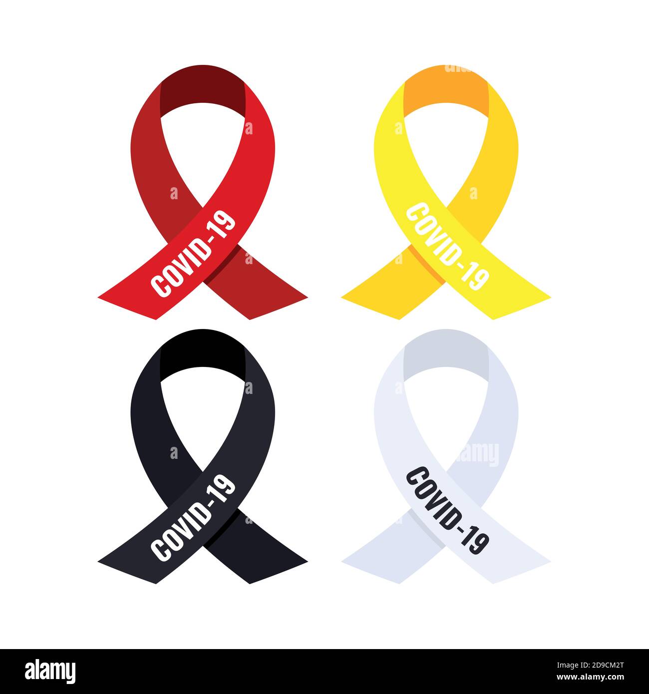 Coronavirus awareness ribbon set isolated on white background Stock ...