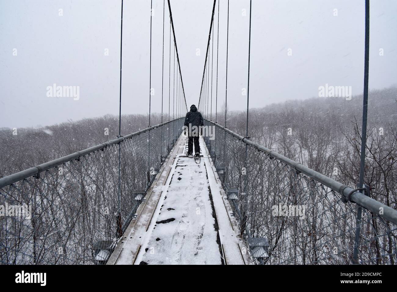 A male hiker with snowshoes crosses southern Ontario's longest ...