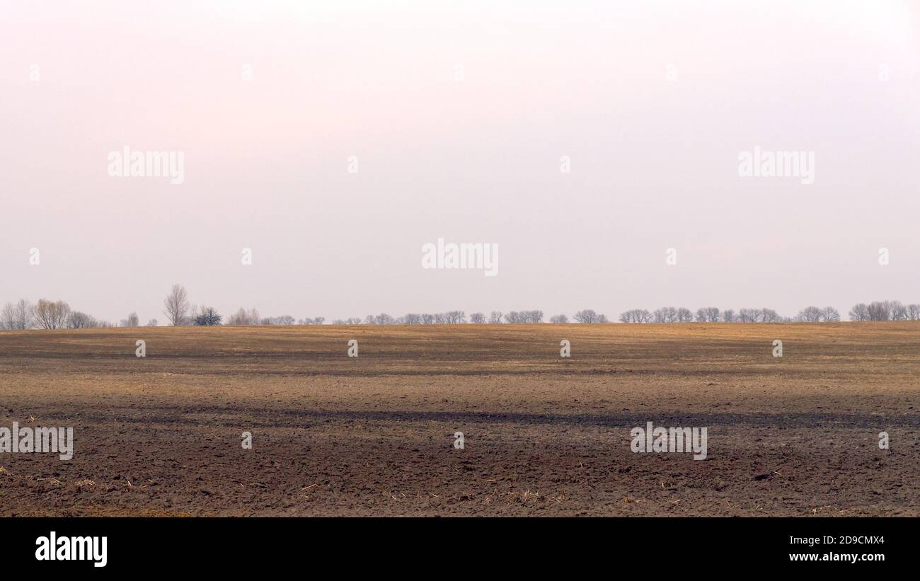 Agricultural field on a cloudy spring evening Stock Photo - Alamy