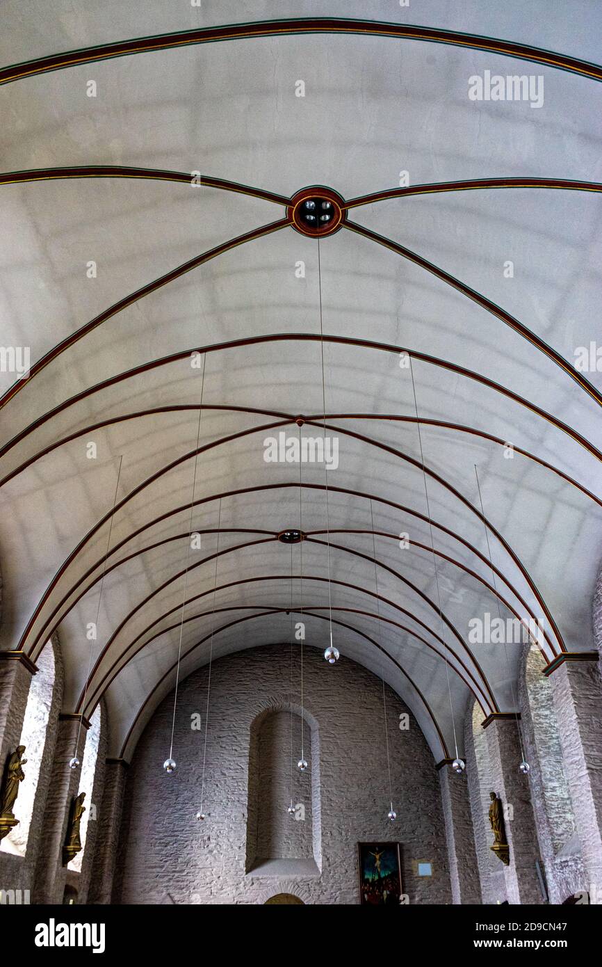 Inside view of a catholic church in Monschau, closeup on ceiling Stock ...