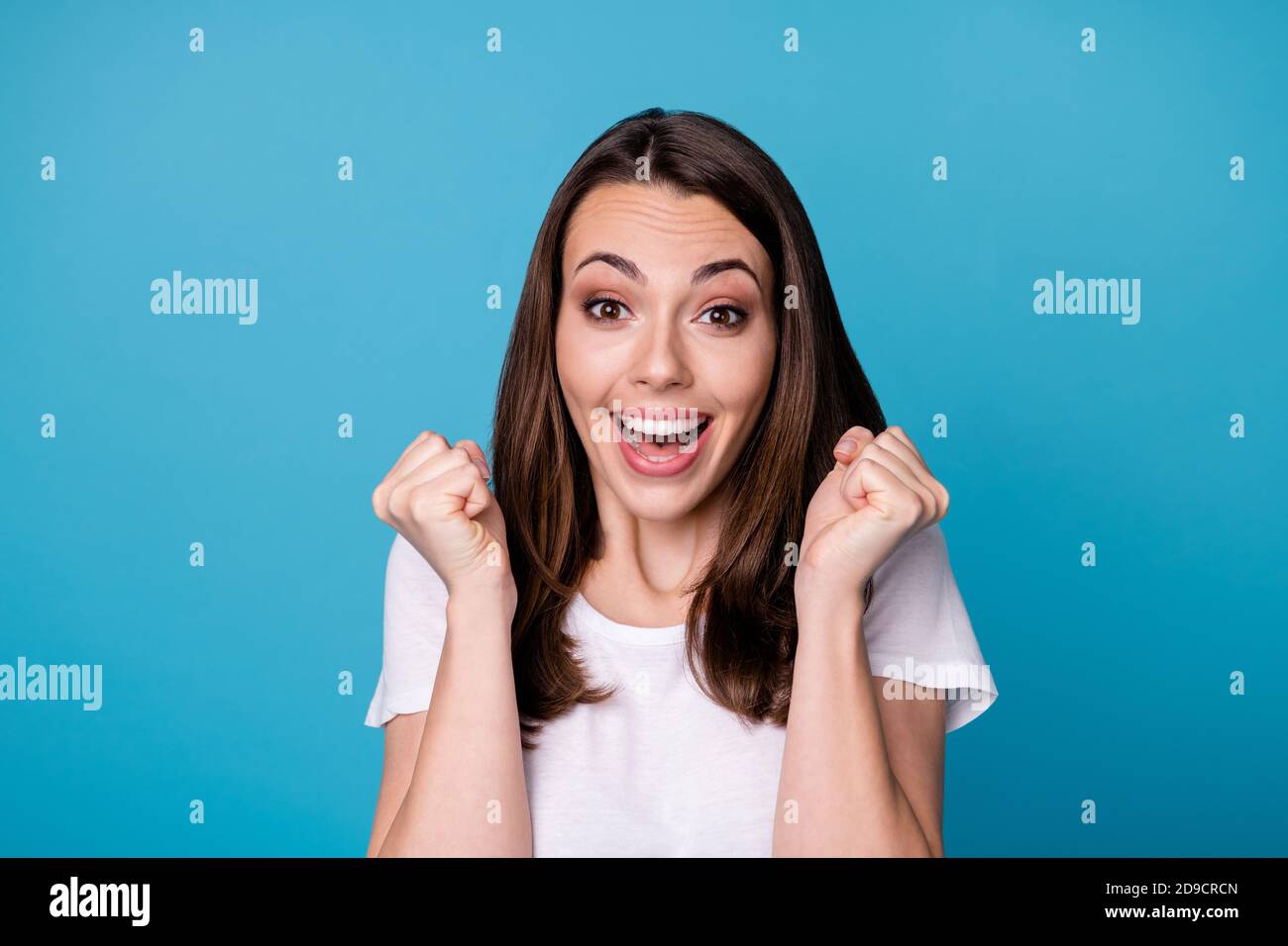 Yeah. Closeup photo of attractive funny crazy lady good mood charming ...